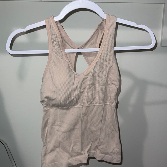 Tops | Tan Workout Top With Built In Bra S | Poshmark